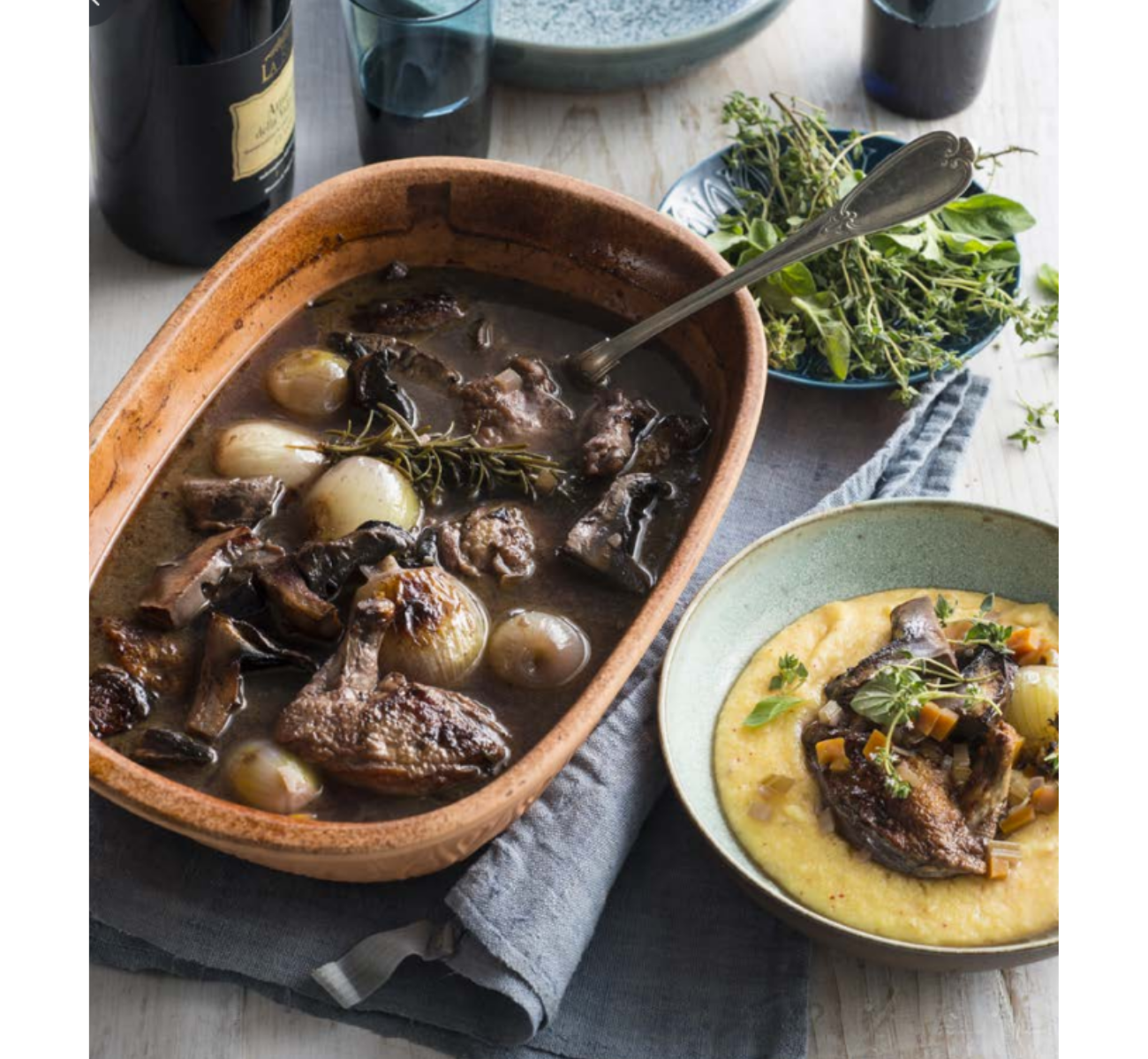 Drunken Spatchcock & Mountain Mushroom Fricassee with Red Corn Polenta ...